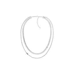 Edelstahlkette Tommy Hilfiger "LAYERED SET", edelstahlfarben, Halsketten, Damen, Edelstahl, L: 45,5 B: 5mm, B:5mm