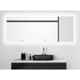 Badspiegel Talos "Moon", silber (silberfarben), B:180cm H:2,5cm T:70cm, Spiegel, LED Spiegel, Design Lichtspiegel
