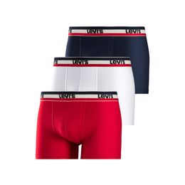 Levi's Boxer LEVI'S, Herren, Gr. M, bunt (navy, rot, weiß), Jersey, Obermaterial: 95% Baumwolle, 5% Elasthan, bedruckt, unifarben mit Farbeinsatz, eng, Unterhosen, mit kontrastierendem Logo-Bund