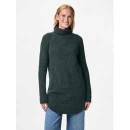 Rollkragenpullover Pieces "PCELLEN LS LONG KNIT NOOS BC", Damen, Gr. L, schwarzest spruce, Strick, Obermaterial: 60% Polyester, 22% Polyacryl, 9% Nylon, 5% Wolle, 4% Elasthan, unifarben, figurumspielend hüftbedeckend, Rundhals, Rippstrickbündchen, Pullover