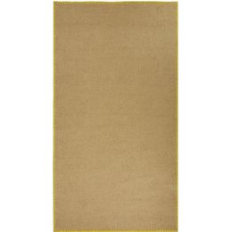 Teppich Pad "Moss", gelb, B:200cm H:6mm L:200cm, Jute, Wolle, Teppiche, Juteteppich, handgewebt, Uni Farben, farbige Umrandung, Wohnzimmer