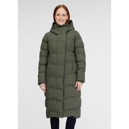 Steppmantel Ragwear "PAVLA LONG", Damen, Gr. XS (34), grün (schwarz olive), Web, Obermaterial: 100% Polyester, unifarben, Rippstrickbündchen, Mäntel, wärmender und wasserabweisender Wintermantel