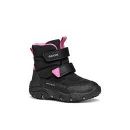 Winterboots Geox "B BALTIC GIRL B ABX", Kinder, Gr. 23, rosa (schwarz, fuchsia), Synthetik, Textil, Schuhe, Klettstiefel, Snowboots mit Warmfutter, Größenschablone zum Download
