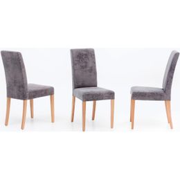 Esszimmerstuhl Home Affaire "Lea, TOPSELLER", grau (grau antik), B:45cm H:95cm T:50cm, Microfaser aus 100% Polyester in Antikleder-Optik, Stühle, strapazierfähiges Material, Gestell aus Massivholz
