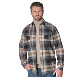 Langarmhemd Casamoda "Casamoda Hemdjacke kariert", Herren, Gr. L, Normalgrößen, braun, 100% Baumwolle, kariert, lässig geschnitten, Hemden