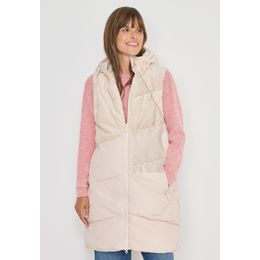 Steppweste Cecil, Damen, Gr. L42, teddy vanilleweiß, Web, Obermaterial: 100% Polyester; Obermaterial oberer Teil und Kapuze: 100% Baumwolle; Futter: 100% Polyester; Füllung: 100% Polyester, unifarben, comfort fit normal, ohne Ausschnitt, Westen, mit Kapuze