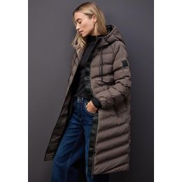 Steppjacke Street One, Damen, Gr. 44, nomad braun, Web, Obermaterial: 100% Polyester. Futter: 100% Nylon. Wattierung: 70% Polyester (REPREVE), 30% Polyester, unifarben, normal kniefrei, Rundhals, Bündchen, Jacken, mit Kapuze und geklebten Nähten, Topseller