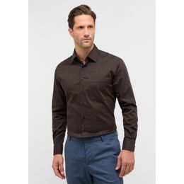 Langarmhemd Eterna "MODERN FIT", Herren, Gr. 39, Normalgrößen, braun, 100% Baumwolle, tailliert, Manschette, Hemden, NON IRON (bügelfrei)