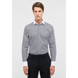 Langarmhemd Eterna "SLIM FIT", Herren, Gr. 38, Normalgrößen, schwarz, Satin, 100% Baumwolle, schmal, Manschette, Hemden, NON IRON (bügelfrei)