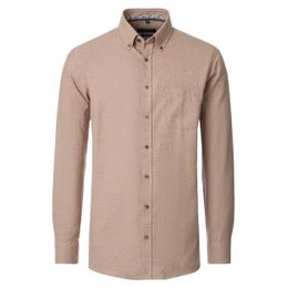 Langarmhemd Casamoda "Casamoda Freizeithemd uni", Herren, Gr. L, Normalgrößen, beige, 100% Baumwolle, unifarben, comfort fit, Hemden
