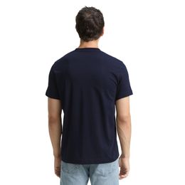 Print-Shirt Tom Tailor "Tom Tailor Herren T-Shirt Frontprint", Herren, Gr. L, blau (dunkelblau), Obermaterial: 100% Baumwolle, regular fit, Rundhals, Shirts