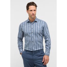 Langarmhemd Eterna "MODERN FIT", Herren, Gr. 40, Normalgrößen, dunkelblau, Twill, 100% Baumwolle, tailliert, Manschette, Hemden, EASY IRON (bügelleicht)