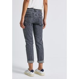 Loose-fit-Jeans Street One, Damen, Gr. 31, Länge 28, soft grau washed, Jeans, 82% Baumwolle, 15% Polyester, 3% Elasthan, unifarben, knöchelfrei, Jeans, Middle Waist