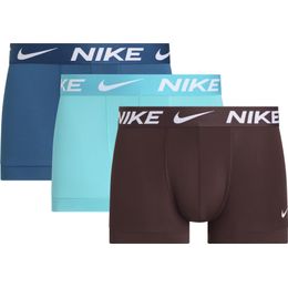 Trunk NIKE UNDERWEAR "TRUNK 3PK", Herren, Gr. L, bdy crush, dusty cactus, blau force, Jersey, Obermaterial: 92% Polyester, 8% Elasthan, unifarben, körpernah, Unterhosen, mit NIKE Logo-Elastikbund