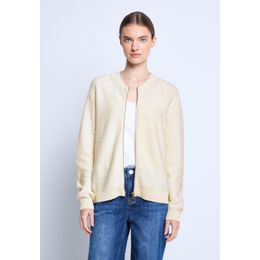 Damen Cardigansoft beige, Gr. 44, STREET ONE STUDIO, unifarben, Stoff, 66% Polyester, 27% Baumwolle, 5% Polyamid, 2% Elasthan, Strickjacken,