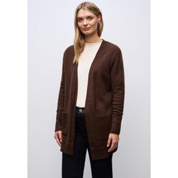 Street One Damen Cardiganschwarz hazelnut braun meliert, Gr. 42, unifarben, Web, 37% Baumwolle, 34% Polyacryl, 26% Polyester, 3% Elasthan,