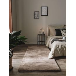 benuta Nest Fellteppich Dave Taupe 80x240 cm - Moderner Kurzflor-Teppich für Wohnzimmer