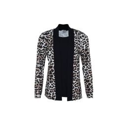 Shirtjacke Seidel Moden "Exklusiv bei OTTO", Damen, Gr. 42, beige, Jersey;atmungsaktiv;kühlend, Obermaterial: 96% Viskose, 4% Elasthan, animal-print, Basic, lässig geschnitten hüftbedeckend, Rundhals, Shirts, offen, ohne Verschluss und mit Animal-Leo-Print - MADE IN GERMANY