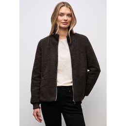 Fellimitatjacke Street One, Damen, Gr. 34, rustic braun, Stoff, Obermaterial: 100% Polyester; Futter: 100% Polyester; Strickdetails: 98% Polyester, unifarben, comfort fit normal, hoch geschlossener Ausschnitt, Bündchen, Jacken