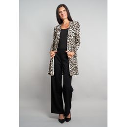 Shirtjacke Seidel Moden "Exklusiv bei OTTO", Damen, Gr. 44, beige, Jersey;kühlend;atmungsaktiv, Obermaterial: 96% Viskose, 4% Elasthan, animal-print, lässig geschnitten ca. Mitte Oberschenkel, Rundhals, Shirts, offen, ohne Verschluss und mit Animal-Print - MADE IN GERMANY