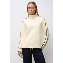 Sweatshirt Street One, Damen, Gr. 34, soft beige, Sweatware, 60% Baumwolle, 40% Polyester, unifarben, comfort fit, U-Boot-Ausschnitt, elastischer Bund, Sweatshirts, mit Stehkragen