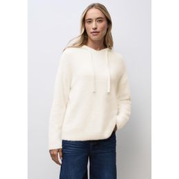 Kapuzenpullover Street One, Damen, Gr. 36, soft beige, Stoff, 78% Polyamid, 12% Polyacryl, 10% Baumwolle, unifarben, normal normal, ohne Ausschnitt, normaler Saum, Pullover
