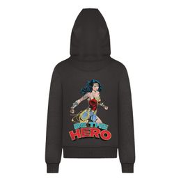 Kapuzenpullover F4NT4STIC "Wonder Woman Be The Hero", Herren, Gr. L, schwarz, Obermaterial: 65% Baumwolle, 35% Polyester, slim fit, Pullover, Official Merch