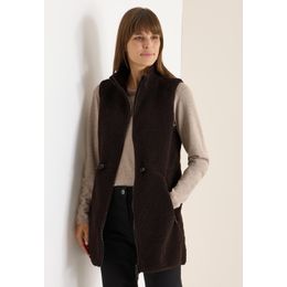 Fellweste Cecil, Damen, Gr. L (42), tartufo braun, Stoff, 100% Polyester, unifarben, normal normal, hoch geschlossener Ausschnitt, Westen, mit Stehkragen