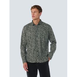 Langarmhemd NO EXCESS, Herren, Gr. XXL, N-Gr, grün (dunkelgrün), Web, Obermaterial: 97% Baumwolle, 3% Elasthan, bedruckt, regular fit Po-bedeckend, ohne Ausschnitt, Manschette, Hemden, mit All-Over Print