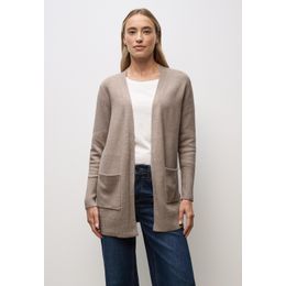 Street One Damen Cardigansandstone mocha meliert, Gr. 34, unifarben, Web, 37% Baumwolle, 34% Polyacryl, 26% Polyester, 3% Elasthan, Strickjacken,