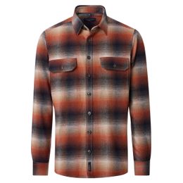 Langarmhemd Casamoda "Casamoda Hemdjacke uni", Herren, Gr. L, Normalgrößen, orange, 100% Baumwolle, kariert, lässig geschnitten, Hemden