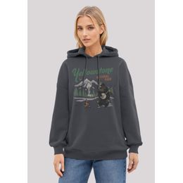 Kapuzenpullover F4NT4STIC "US National Parks Yellowstone Bear Playing Banjo", Damen, Gr. M, off schwarz, Obermaterial: 80% Baumwolle, 20% Polyester, oversize, Pullover, Premium Qualität