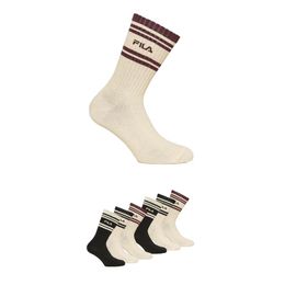 Tennissocken Fila "JUNIOR BOY LIFESTYLE NORMAL PLAIN SOCKS", Kinder, Gr. 23-26, weiß, schwarz, Baumwollmischung, Socken, mit sportlichem Streifenbund