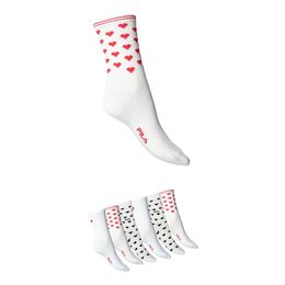 Socken Fila "WOMAN LIFESTYLE NORMAL PLAIN SOCKS", Damen, Gr. 35 (38), weiß, bunt, Baumwollmischung, elastisch, Socken, mit Herzdesign