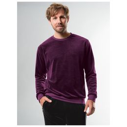 Sweatshirt TRIGEMA "TRIGEMA Nicki-Shirt", Herren, Gr. L, aubergine, 80% Baumwolle, 20% Polyester, Sweatshirts