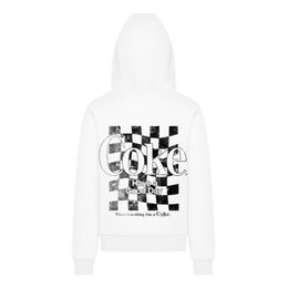 Kapuzenpullover F4NT4STIC "Coca Cola Checker", Herren, Gr. L, weiß, Obermaterial: 65% Baumwolle, 35% Polyester, slim fit, Pullover, Official Merch
