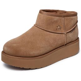 Winterboots Skechers "KEEP COZY", Damen, Gr. 41, braun, Veloursleder, Schuhe, Snowboots, Schlupfstiefel mit Plateausohle