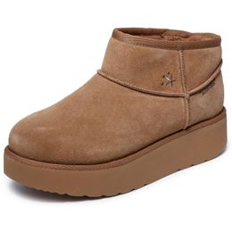Winterboots Skechers "KEEP COZY", Damen, Gr. 36, braun, Veloursleder, Schuhe, Snowboots, Schlupfstiefel mit Plateausohle