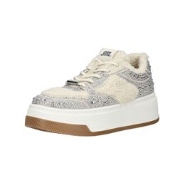 Plateausneaker Steve Madden "Steve Madden Sneaker Lederimitat/Textil", Damen, Gr. 40, silber, Lederimitat, Textil, Schuhe Plateausneaker