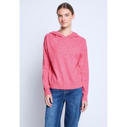 Kapuzenpullover STREET ONE STUDIO, Damen, Gr. 34, candy pink meliert, Stoff, 42% Polyester, 30% Baumwolle, 24% Polyacryl, 4% Elasthan, unifarben, comfort fit normal, ohne Ausschnitt, Rippbündchen, Pullover