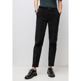 Chinohose Street One, Damen, Gr. 32, Länge 30, schwarz, 98% Baumwolle, 2% Elasthan, unifarben, comfort fit lang, Hosen, mit Elastikbund