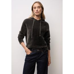 Kapuzenpullover Street One, Damen, Gr. 34, schwarzest braun, Stoff, 78% Polyamid, 12% Polyacryl, 10% Baumwolle, unifarben, normal normal, ohne Ausschnitt, normaler Saum, Pullover
