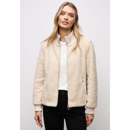 Fellimitatjacke Street One, Damen, Gr. 44, soft fawn beige, Stoff, Obermaterial: 100% Polyester; Futter: 100% Polyester; B&uuml;ndchen (&Auml;rmel): 98% Polyester, 2% Elasthan; Kragen: 98% Polyester, 2% Elasthan, unifarben, comfort fit normal, hoch geschlossener Ausschnitt, B&uuml;ndchen, Jacken