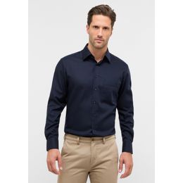 Langarmhemd Eterna "MODERN FIT", Herren, Gr. 40, Normalgrößen, navy, Twill, 100% Baumwolle, tailliert, Manschette, Hemden, NON IRON (bügelfrei)