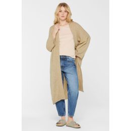 Cardigan SENSES.THE LABEL, Damen, Gr. M/L, grün (light sage), Material: 67% Polyacryl, 14% Polyester, 12% Polyamid, 7% Elasthan, unifarben, oversize lang, eingesetzt Rippbündchen, Strickjacken, aus Feinstrick