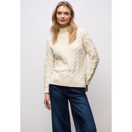 Strickpullover Street One, Damen, Gr. 44, soft beige, Stoff, 51% Viskose, 30% Polyester, 19% Nylon, unifarben, normal normal, hoch geschlossener Ausschnitt, Rippb&uuml;ndchen, Pullover Strickpullover, mit Turtleneck