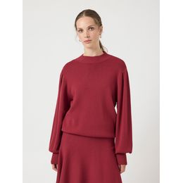 Strickpullover Y.A.S "YASFONNY LS KNIT PULLOVER S. NOOS", Damen, Gr. L, rot (tibetan rot), Strick, Obermaterial: 72% Viskose, 28% Polyester, unifarben, regular fit kurz, hoch geschlossener Ausschnitt, Rippbündchen, Pullover