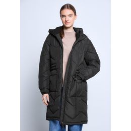 Steppjacke STREET ONE STUDIO, Damen, Gr. 46, schwarz, Stoff, Obermaterial: 100% Polyester; Futter: 100% Nylon; Füllung: 100% Polyester, unifarben, comfort fit normal, ohne Ausschnitt, Bündchen, Jacken, mit Kapuze