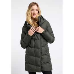 Steppjacke Ragwear "PAVLA", Damen, Gr. L (40), grün (schwarz olive), Web, Obermaterial: 100% Polyester, unifarben, ca. Mitte Oberschenkel, Jacken, wasserabweisender und wärmender Steppmantel für den Winter