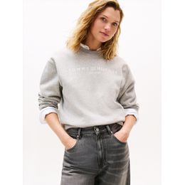 Sweatshirt Tommy Hilfiger "MDRN REG CORP LOGO C-NK SWTSHRT", Damen, Gr. L (40), light grau heather, Sweatware, Obermaterial: 63% Baumwolle, 37% Polyester, unifarben, regular fit hüftlang, Rundhals, Rippbündchen, Sweatshirts, mit Logoschriftzug